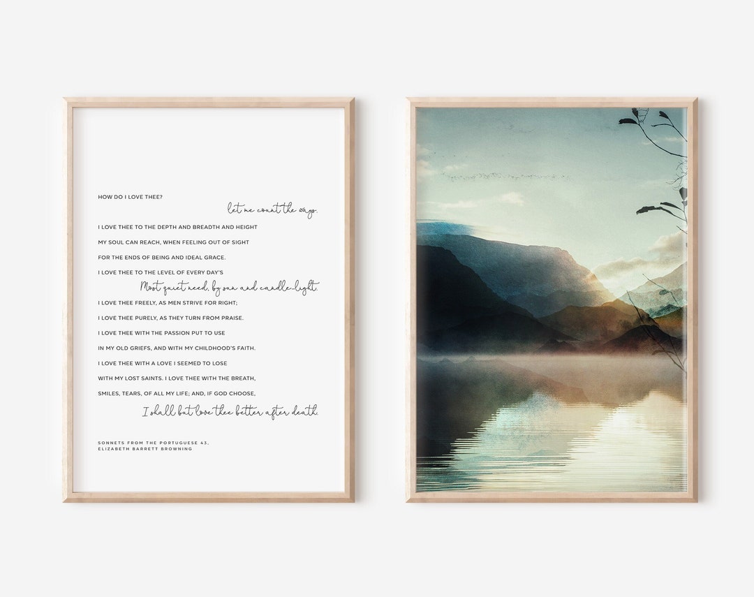 Set of 2 Prints, Sonnets From the Portuguese 43, Elizabeth Barrett ...
