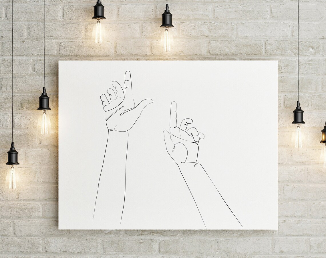 Hands Raised Printable Hands in the Air Drawing One Line - Etsy