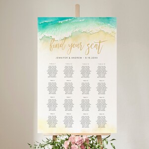 Beach Wedding Wedding Seashore Design Seating Chart Template, Printable ...