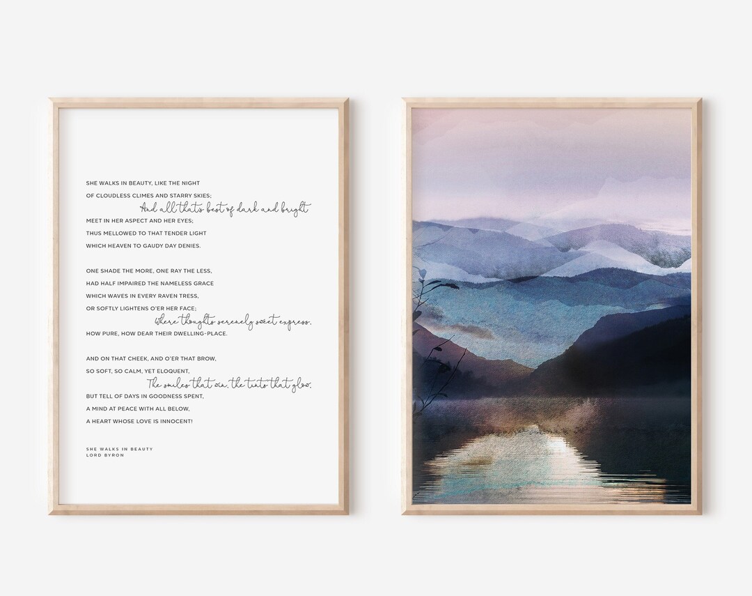 Lord Byron Poetry Print Set, "she Walks in Beauty" Poem, Landscape Art ...