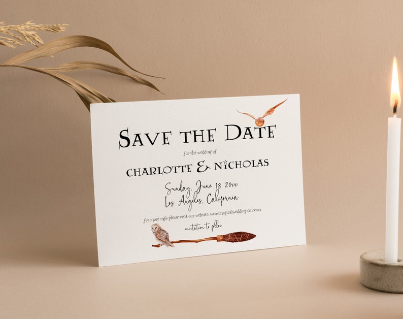 Wizard Save the Date Template, Magical Wedding, Wizarding Theme Save ...