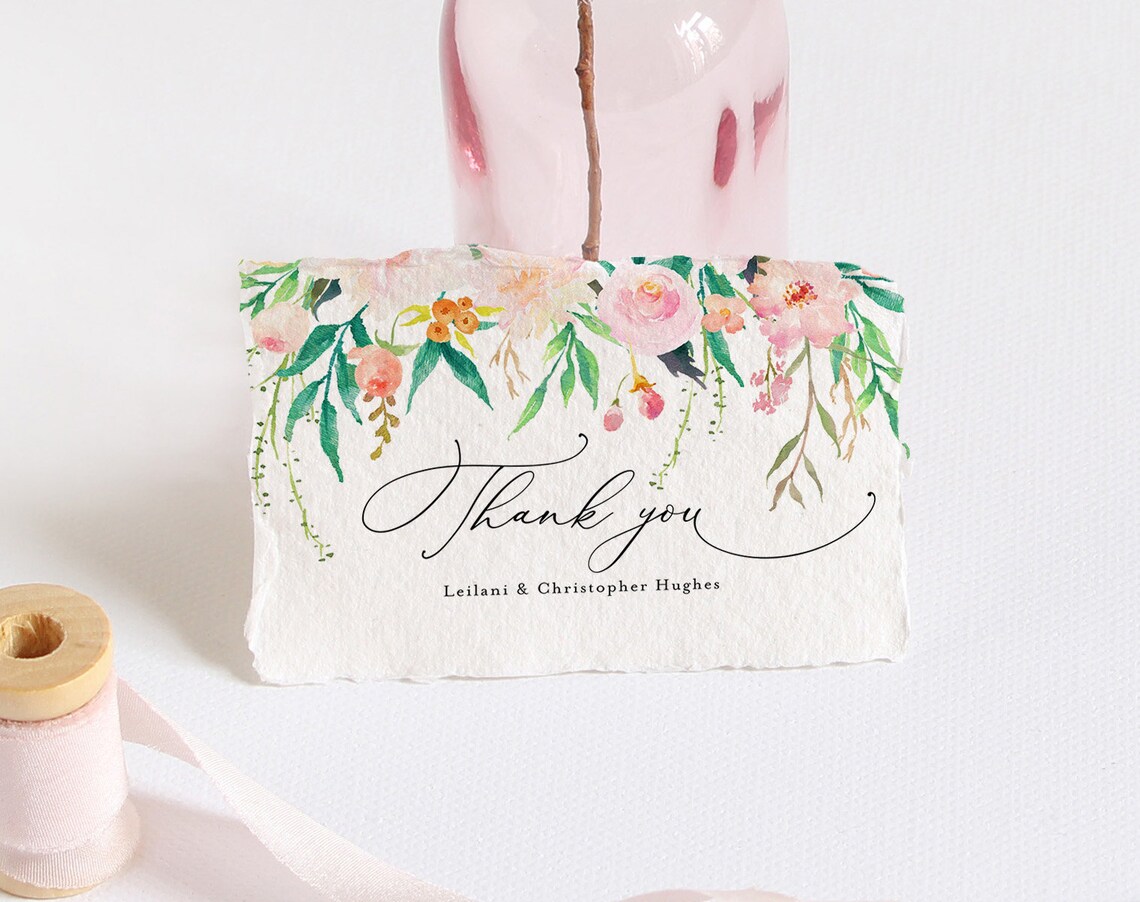 Printable Boho Thank You Card Template Editable Flat and - Etsy