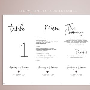 Minimalist Elegant Tri-fold Table Number Template, Editable Tri-fold ...