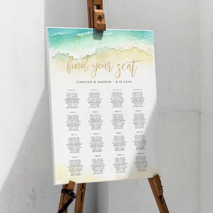 Beach Wedding Wedding Seashore Design Seating Chart Template, Printable ...