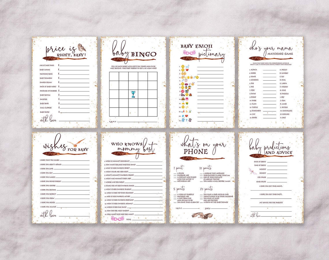 Baby Shower Game Bundle Wizard Baby Shower Game Kit - Etsy