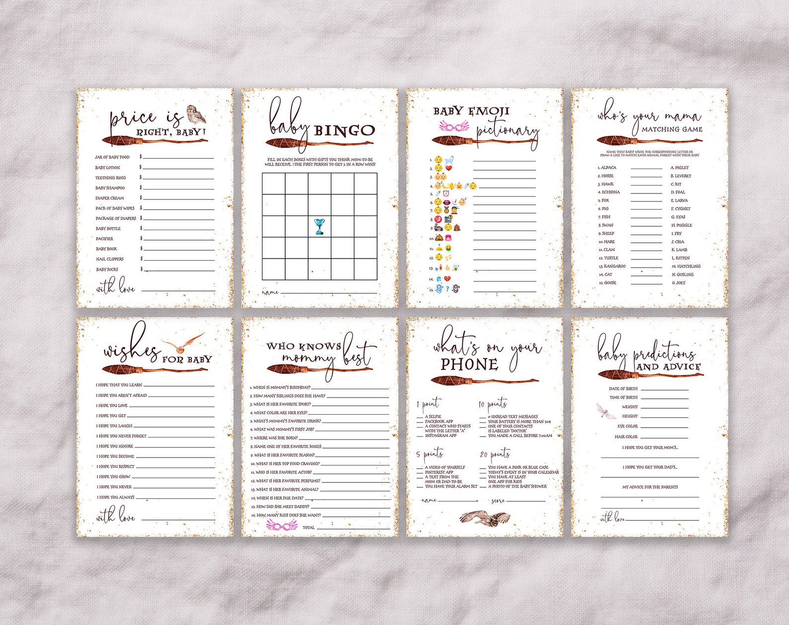 Baby Shower Game Bundle Wizard Baby Shower Game Kit - Etsy