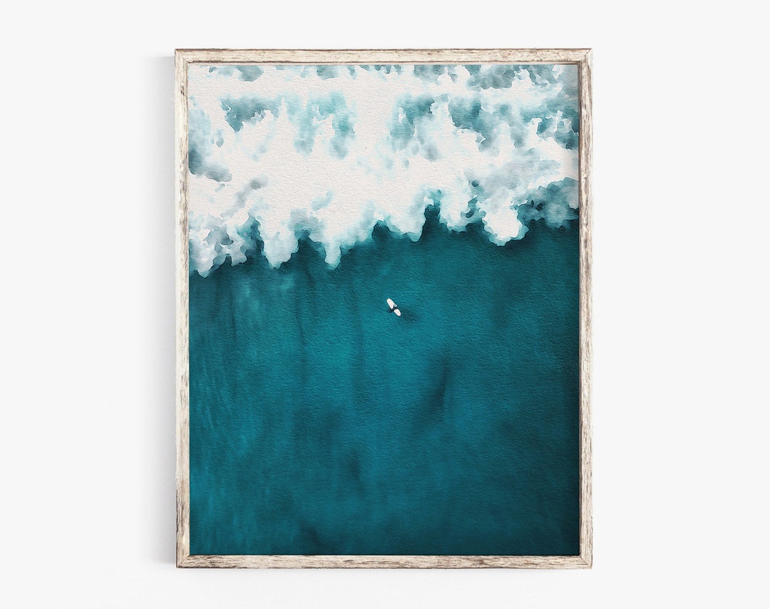 Watercolor Beach Print, Ocean Waves Print, Surfing Print, Nature Print ...