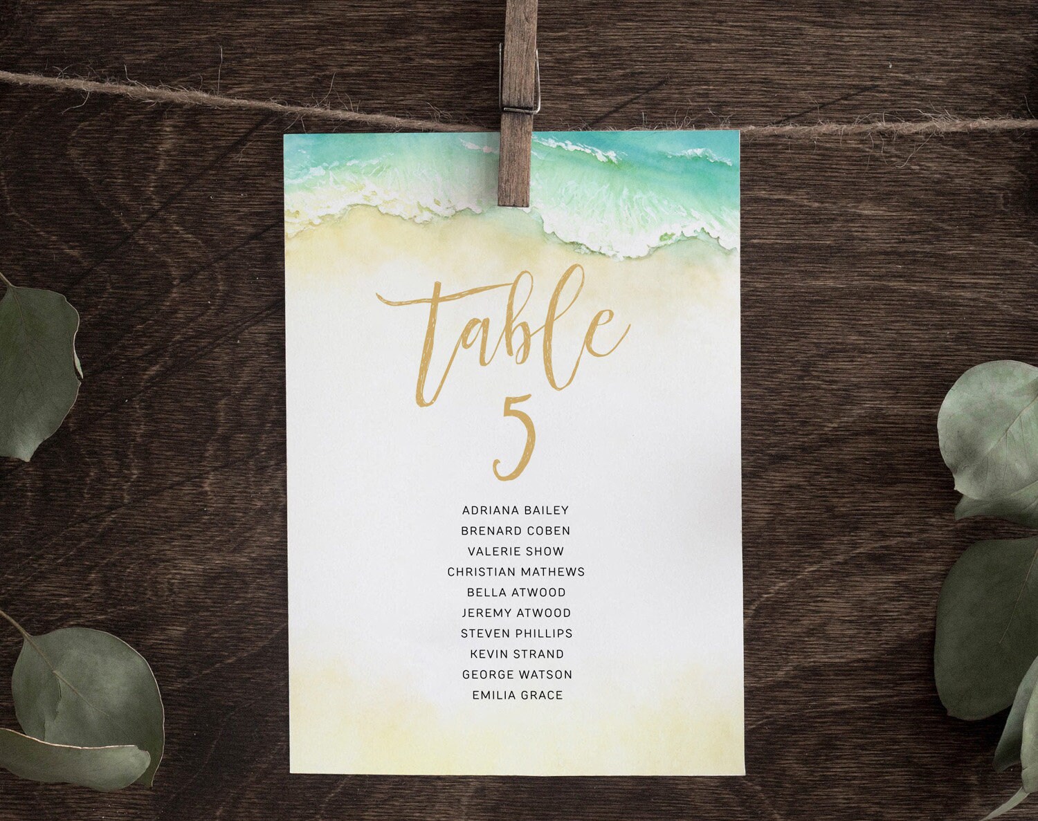 Beach Wedding Seating Chart Card Template Tropical Wedding - Etsy