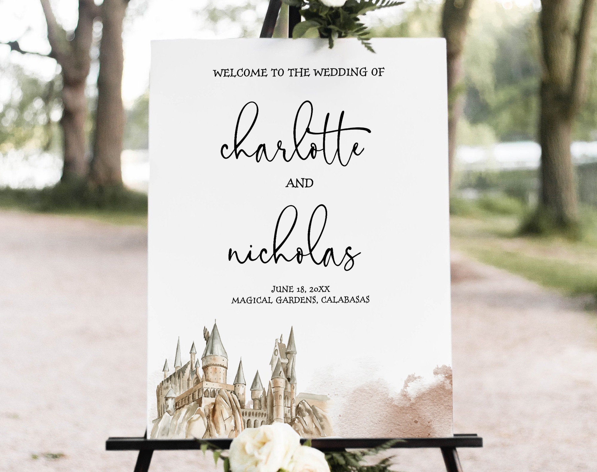 Wizard Themed Wedding Welcome Sign Template Magical Castle - Etsy