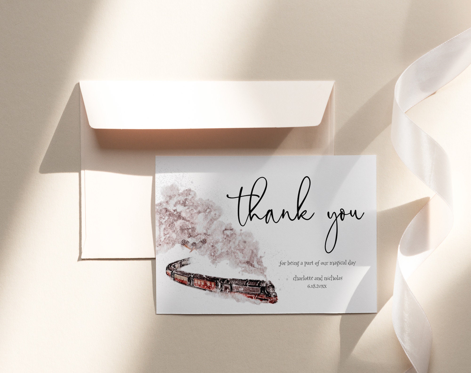 Wizard Themed Thank You Card Template Editable Flat and - Etsy UK