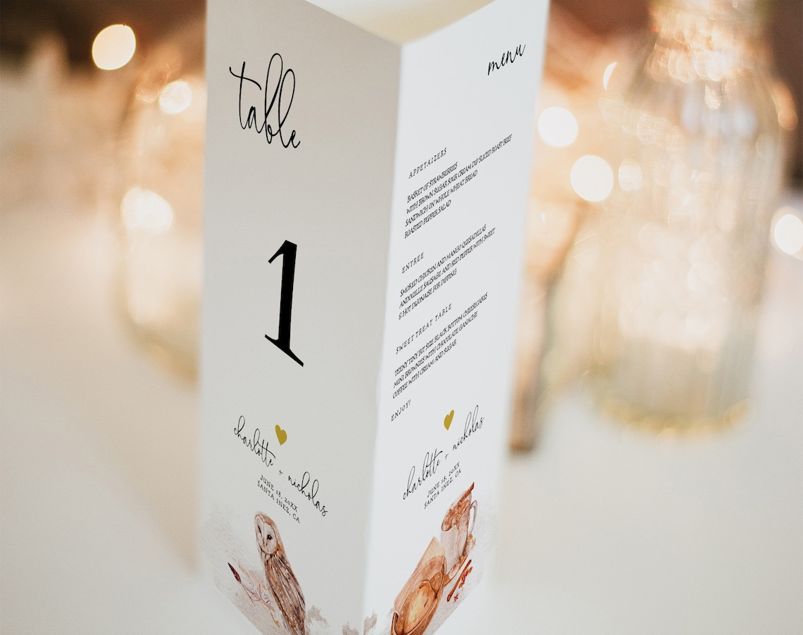 Wizard Wedding Tri-fold Table Number Template, Editable Tri-fold Table ...