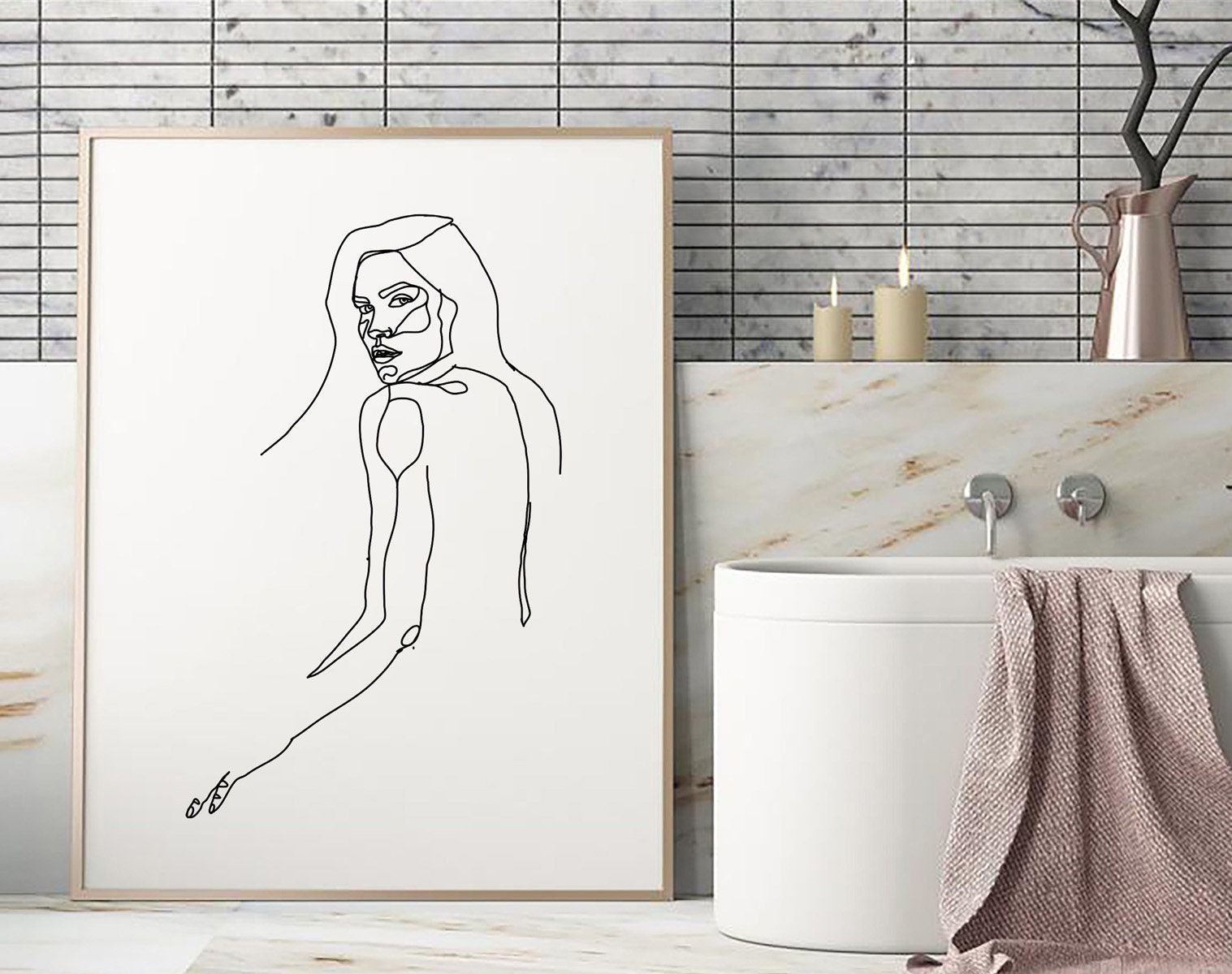 Woman One Line Drawing Female Figure Printable Wall Art - Etsy