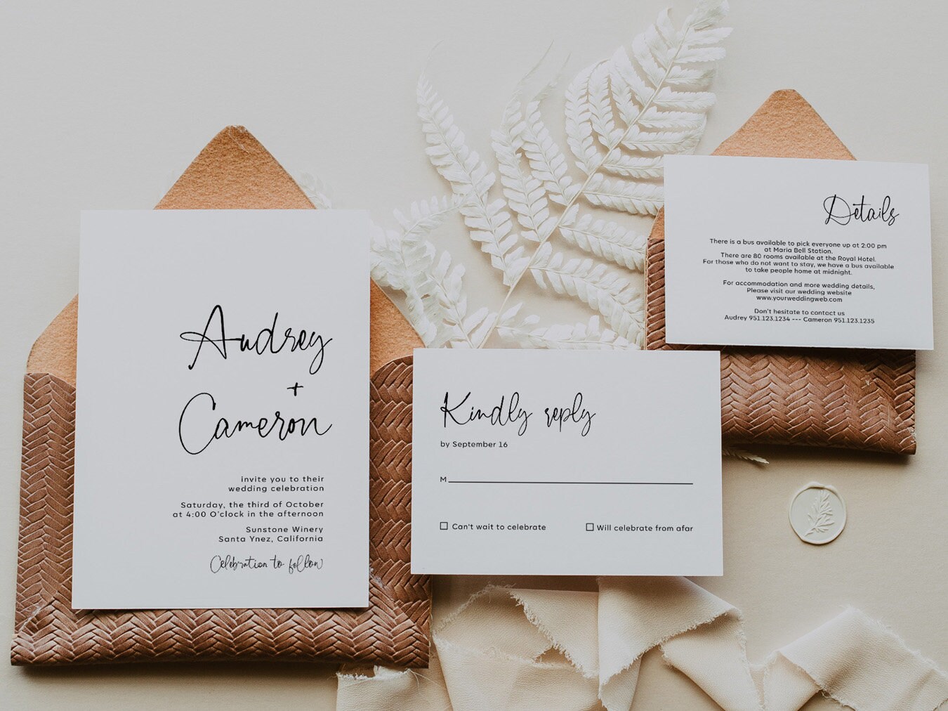 Minimalist Wedding Invitations Suite, Minimalist Wedding Invitation ...