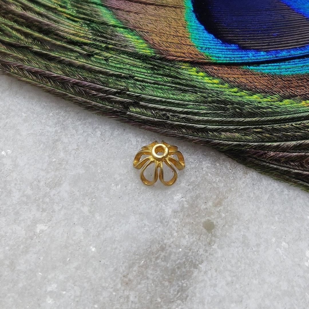 18k Yellow Solid Gold Filled Floral Style Bead Cap Finding, 4x7mm Gold ...