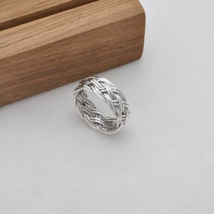 Silver Braid Ring Size Size 10, Weave Sterling Silver Handmade Ring, Silver Knot Ring, Vintage ...