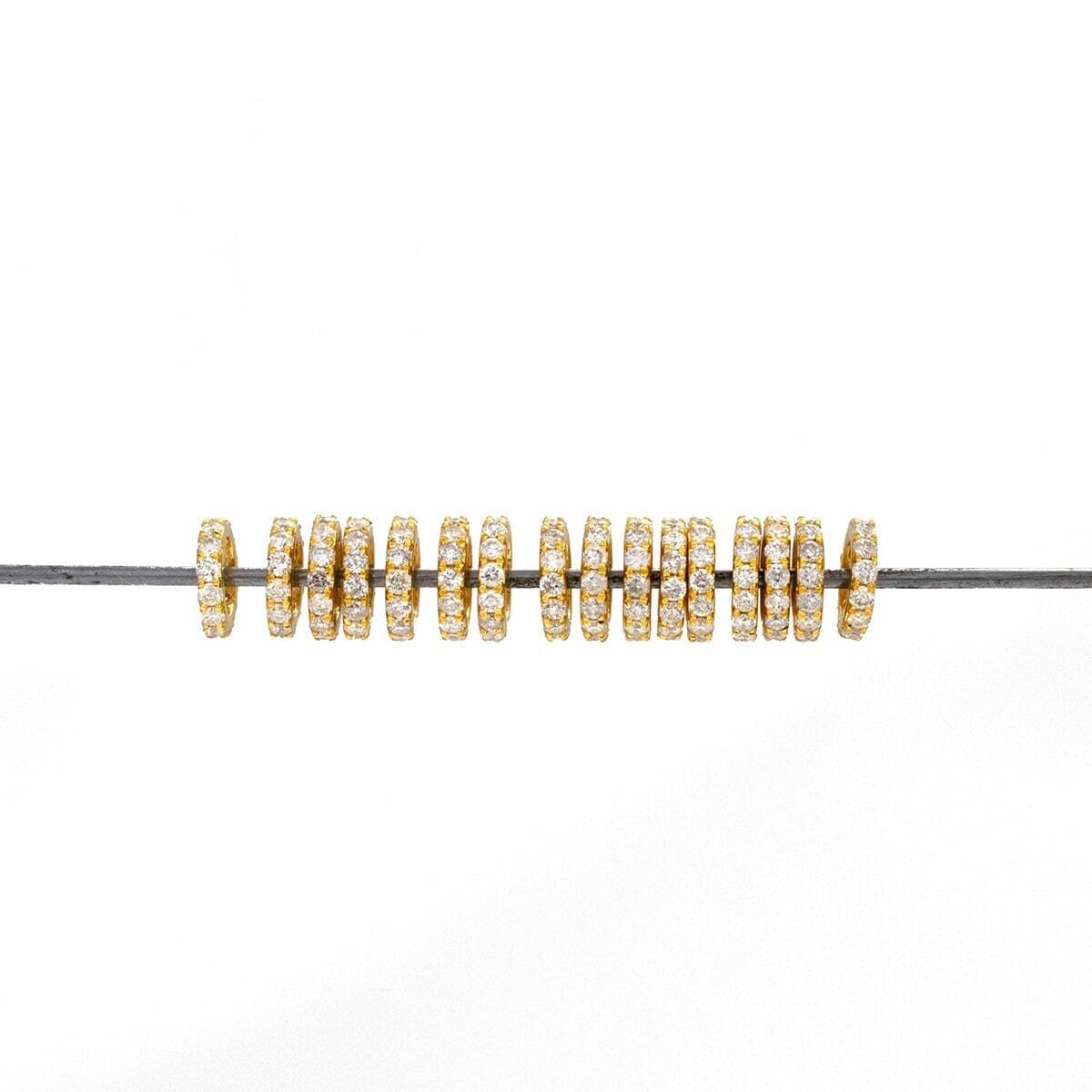 14k Diamond Spacer Bead 6mm Yellow Gold Roundel Wheel Jewelry Finding ...