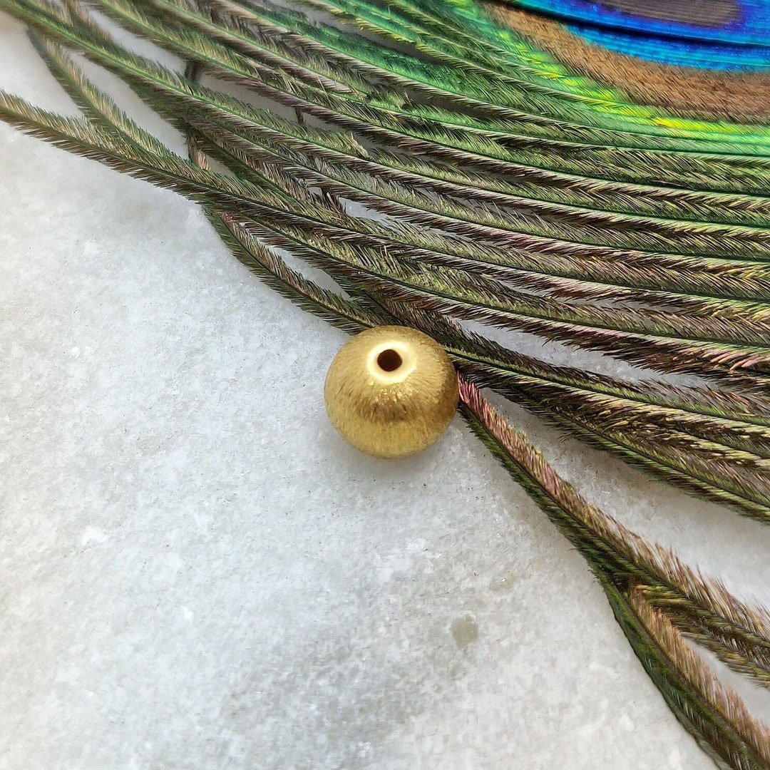 7mm 18k Yellow Gold Brushed Round Bead Ball Spacer - Matte Finished ...