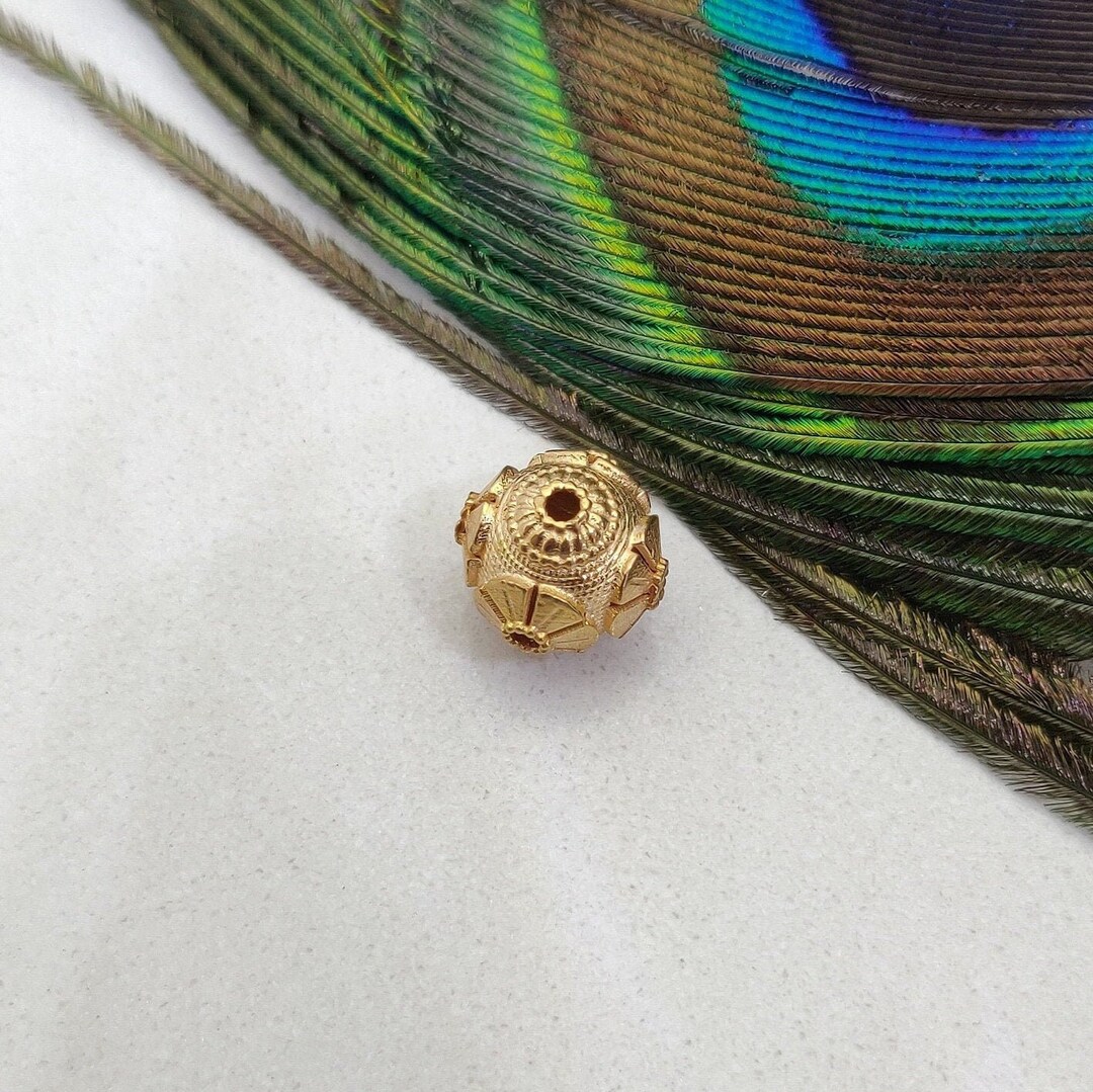 18k Yellow Gold Bead Finding - 18k Gold Charm Finding • Solid Round ...