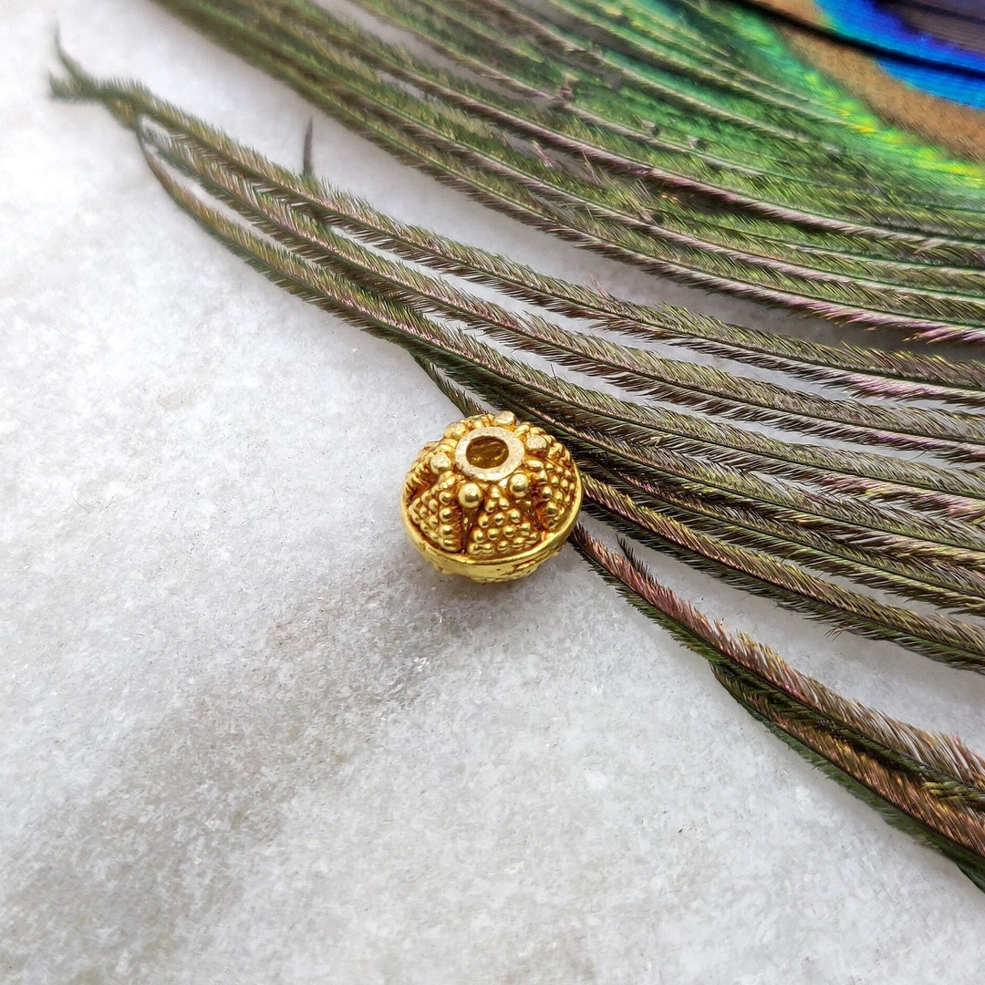 18k Yellow Gold Bead 8x9 Mm Fancy Old-fashioned Spacer Findings - Etsy