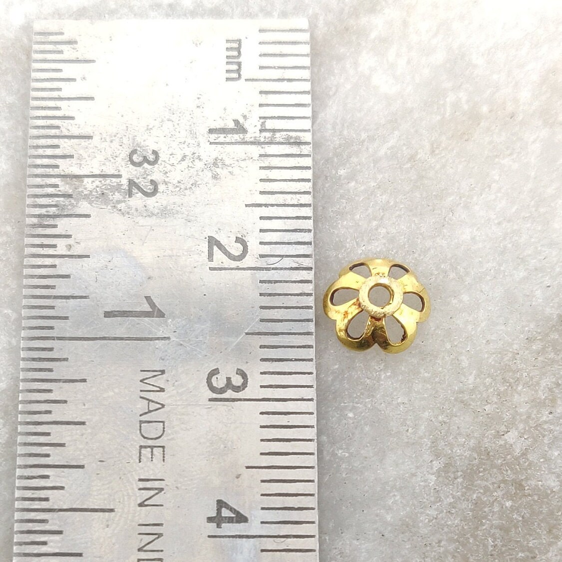 18k Yellow Gold Floral Shape Bead Cap Finding Jewelry 3X8MM - Etsy
