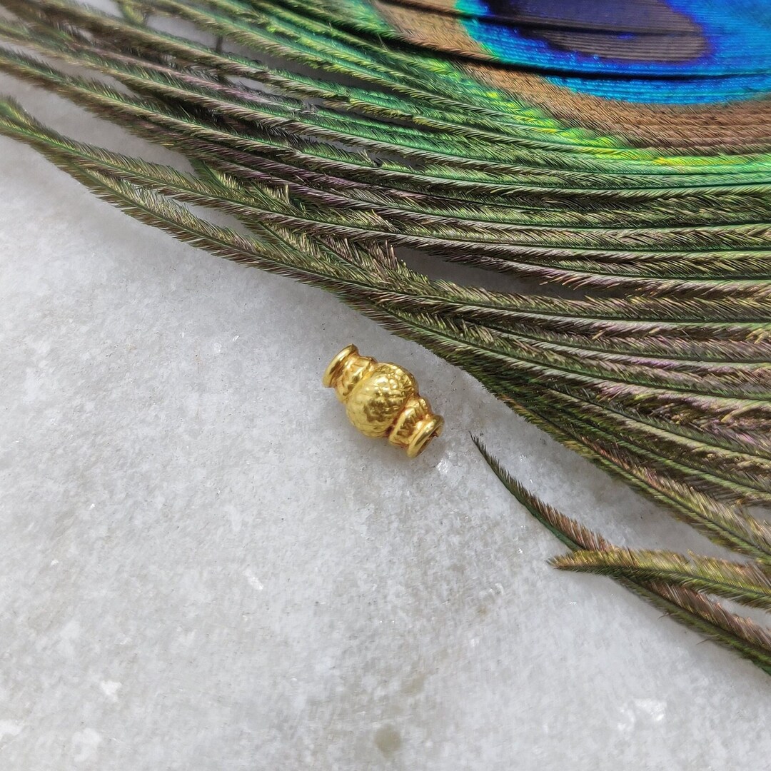 18k Gold Tube Shape Bead Finding, Spacer Bead Finding Size 5x8mm, 18k ...