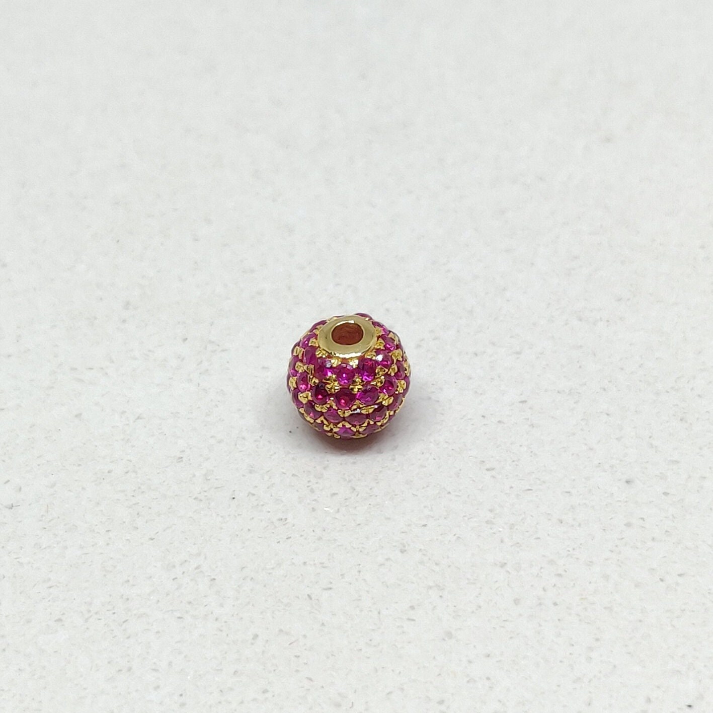 Handmade 14k Micro Pave Ruby Bead Round Ball Shape With 4mm - Etsy
