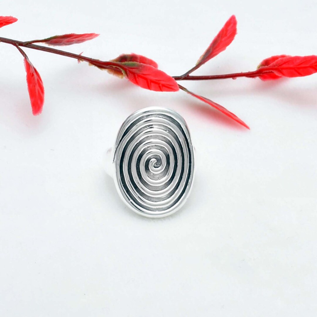 Sterling Silver Spiral Ring 8 , Handmade Spiral Silver Ring Circle Ring ...