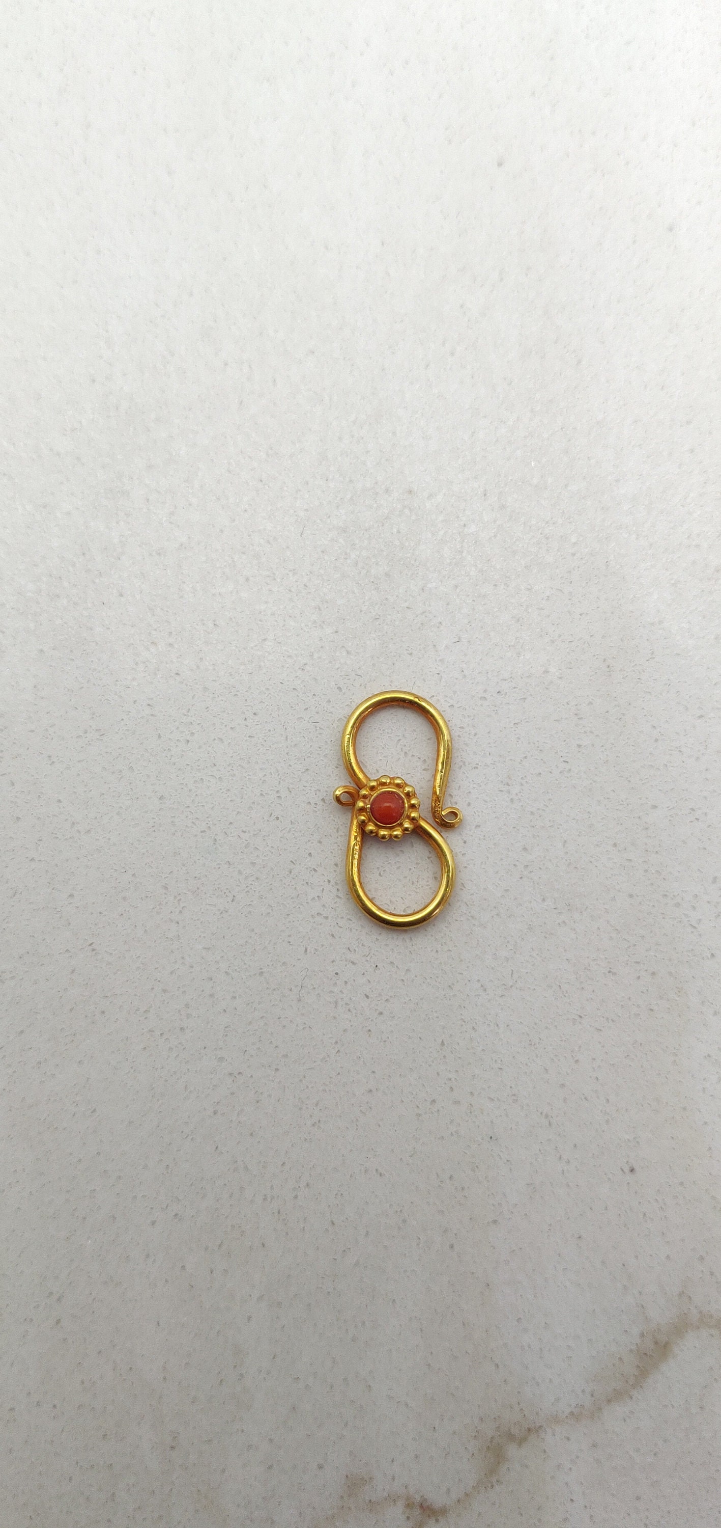 18K Gold Hook Clasp Finding With Hydro Coral (16x8mm) - Etsy
