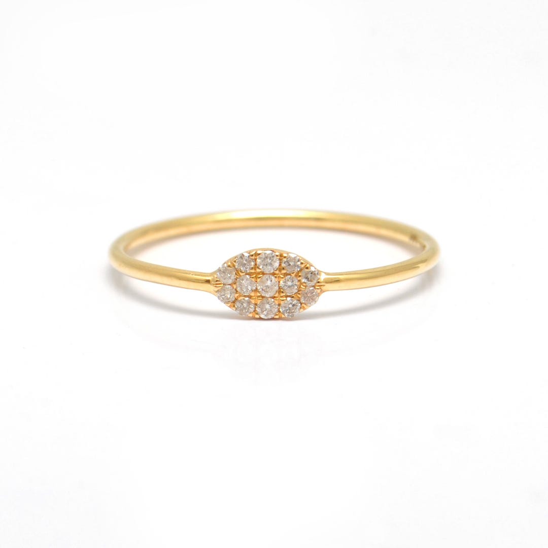 14k Gold Tiny Engagement Ring, Solid Gold Diamond Ring, Dainty Diamond ...