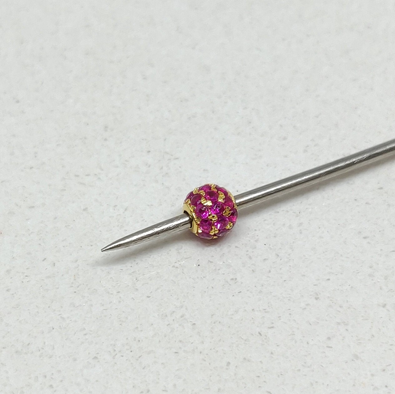 Handmade 14k Micro Pave Ruby Bead Round Ball Shape With 4mm - Etsy