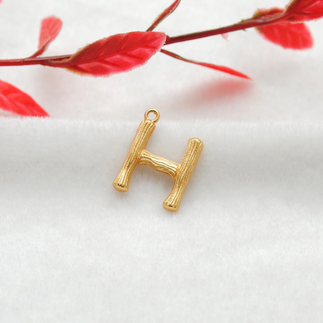 H Alphabet Pendant Necklace Charm | 18K Yellow Gold H Initial Letter ...