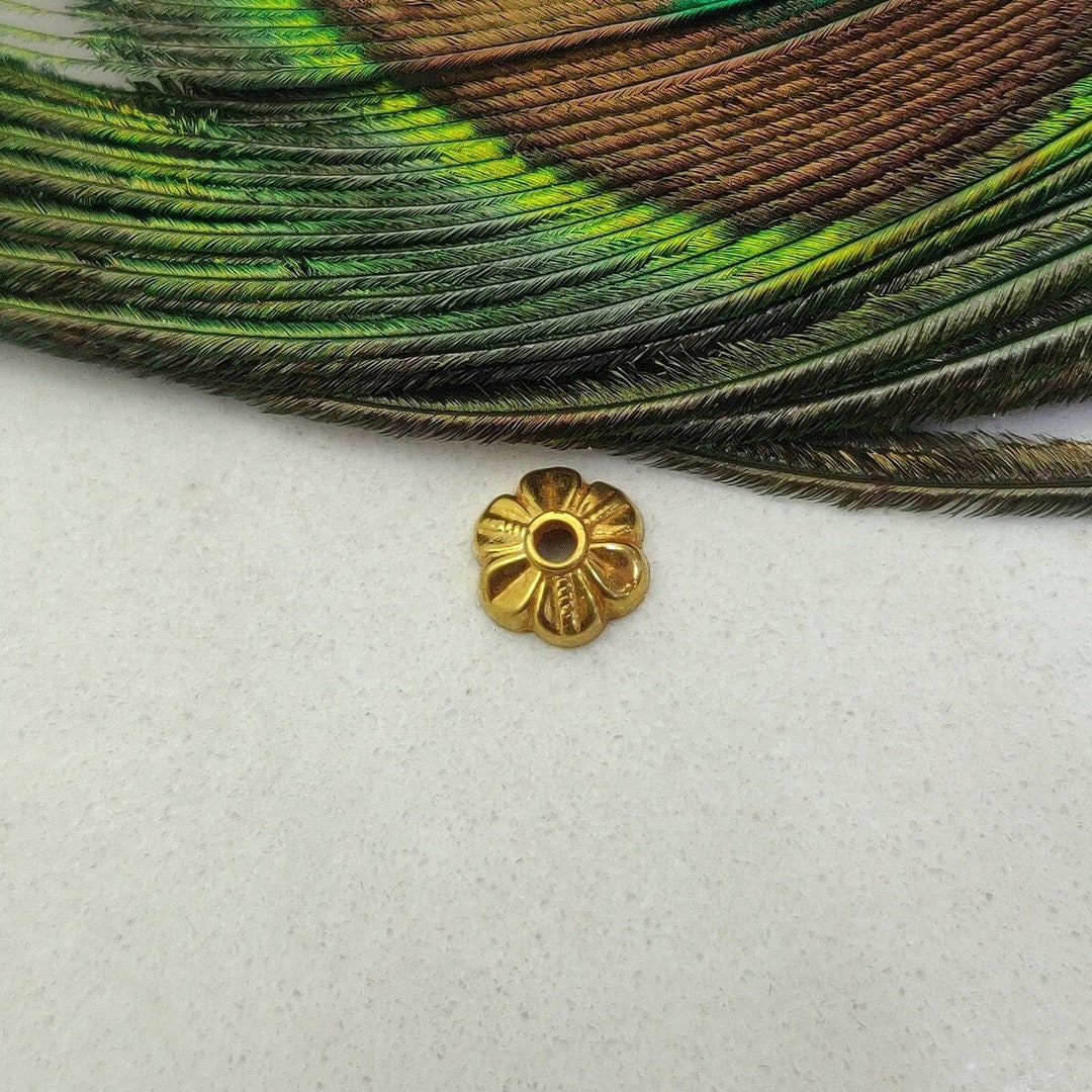 18k Yellow Gold Floral Bead Caps | Handmade 7mm Spacer Charm - Etsy
