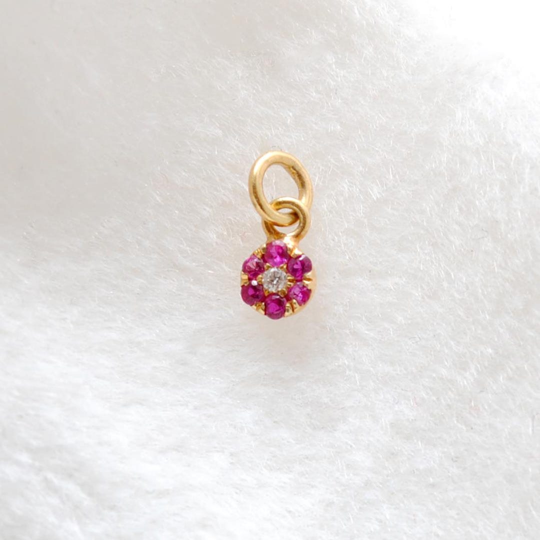 14k Gold Charm With Ruby Stone in 3MM Size, KCDP1014DR - Etsy