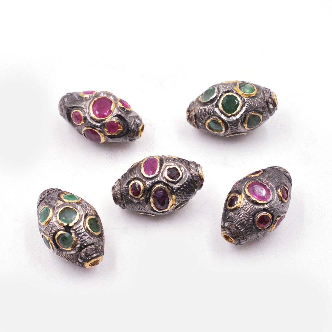 Emerald Findings, Pave Diamond Findings Beads, Diamond Silver Findings ...