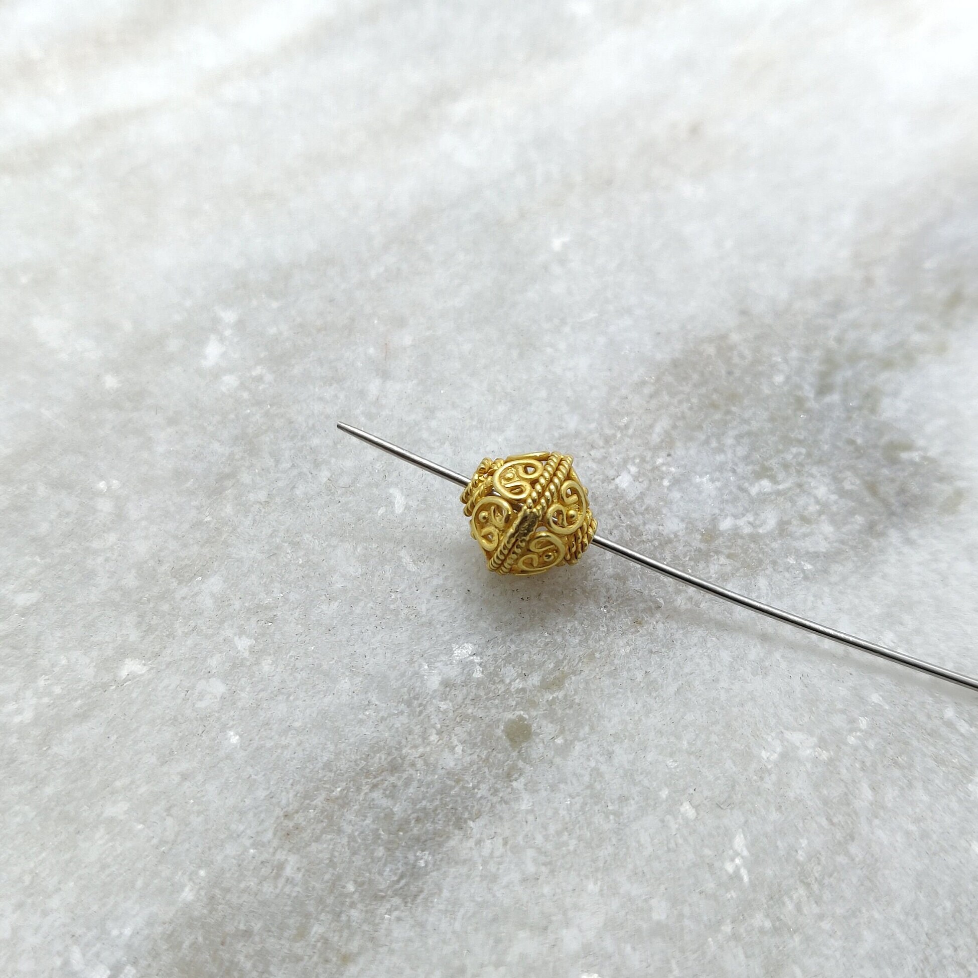 8mm Yellow Gold Filled Bead Findings 18k Gold Necklace Bead - Etsy