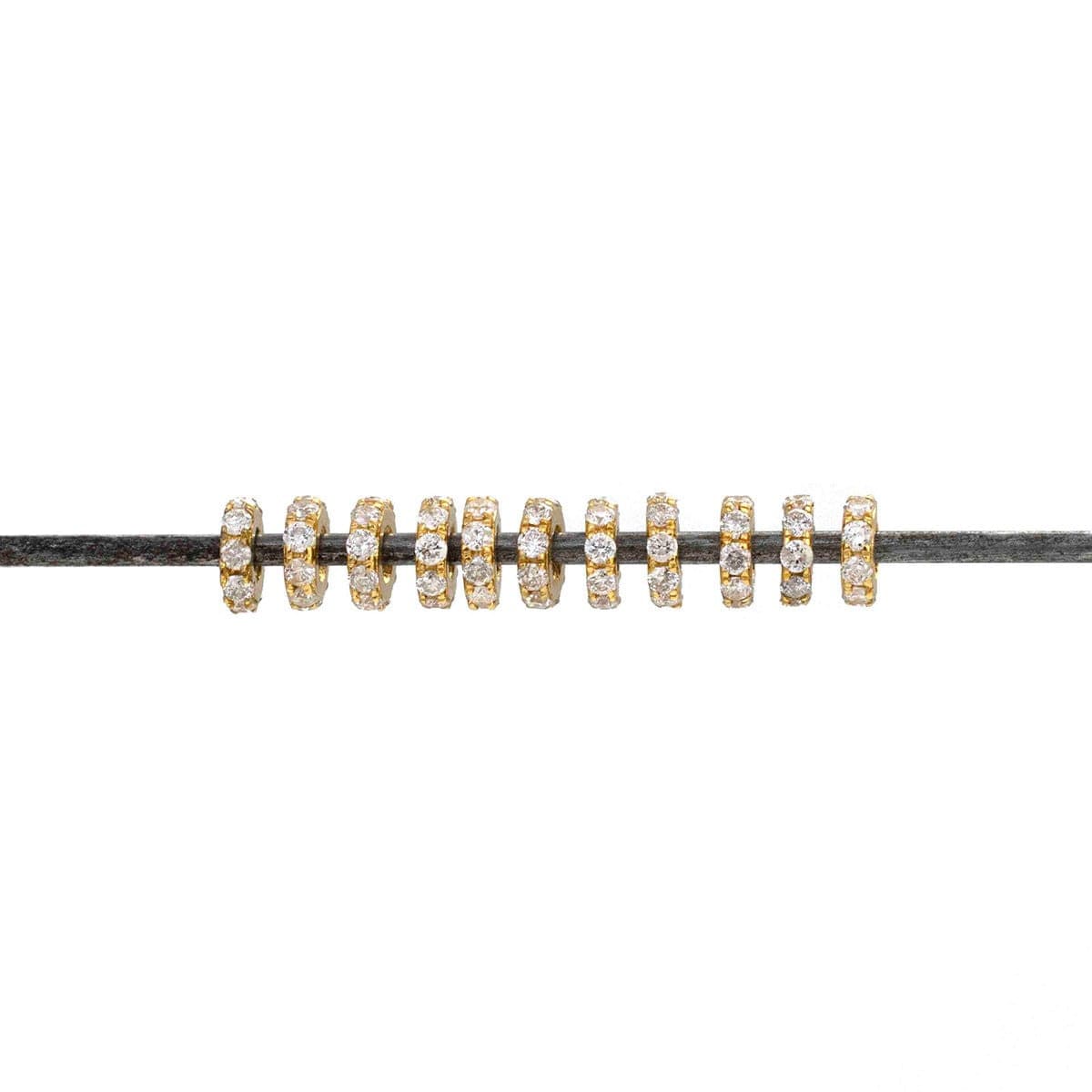 4mm 14k Gold Diamond Spacer Bead, Eternity Rondelle for Fine Bracelets ...