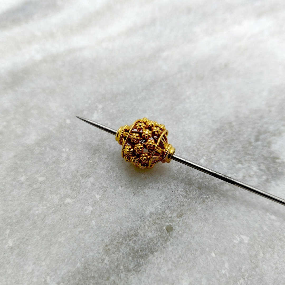 18k Yellow Gold Lantern Spacer Bead • Luxury Jewelry Finding (10x13mm ...