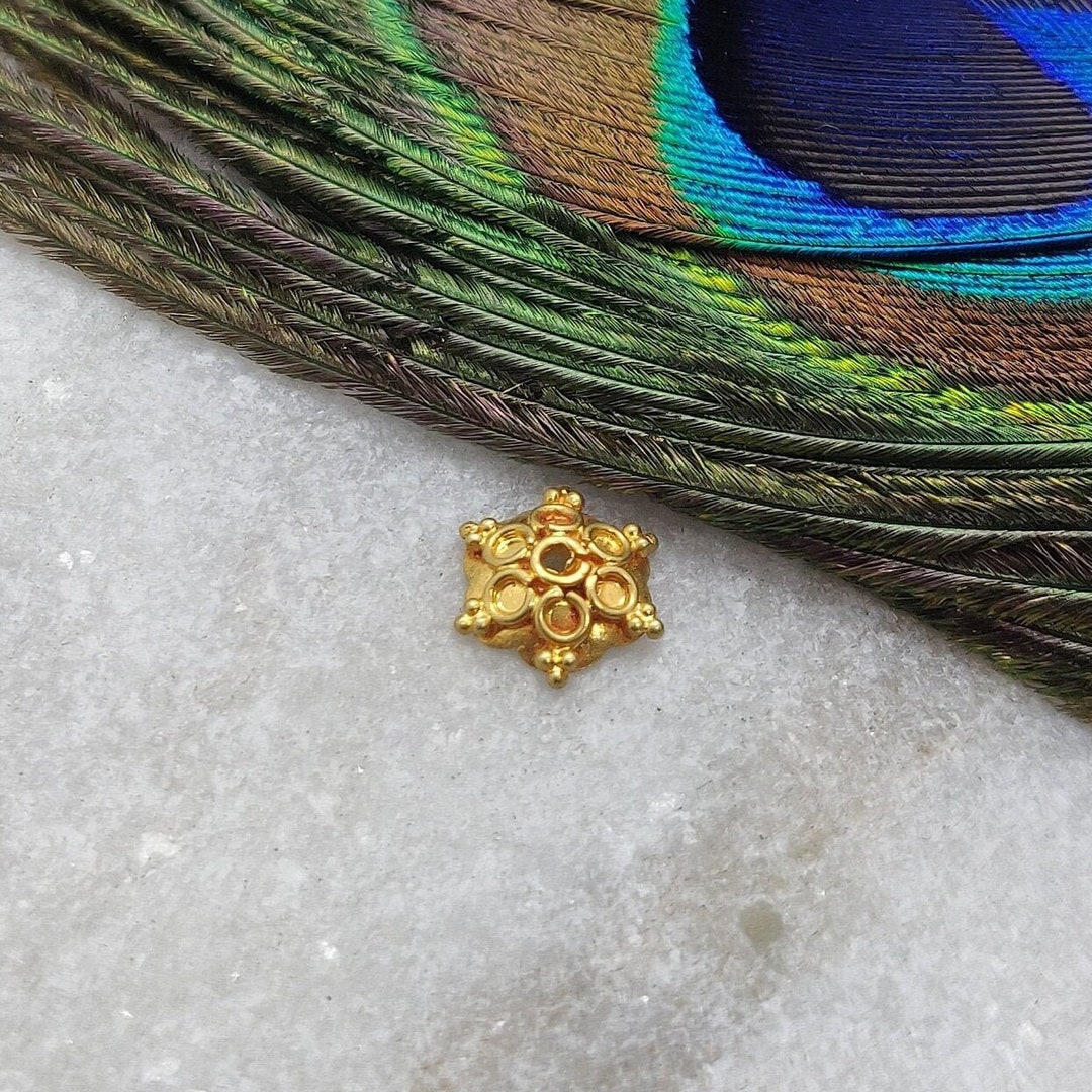 18k Solid Yellow Gold Beads Cap 2x8.5mm Size, 18k Gold Flower Style Carved Beads Cap, KC1213 - Etsy