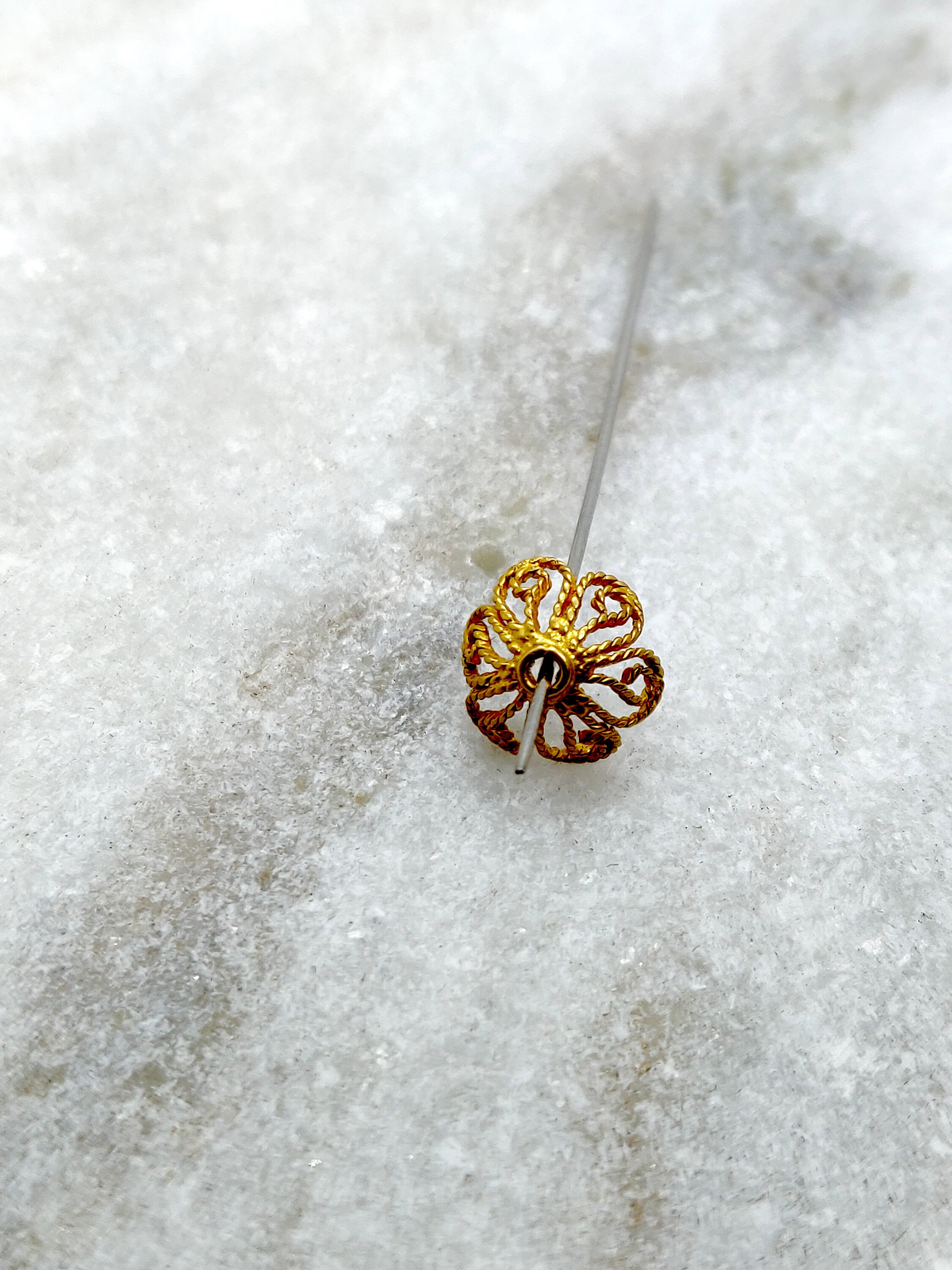 Handmade 18K Solid Gold Caps Solid Gold Supplies Flower Shaped Bead Cap ...