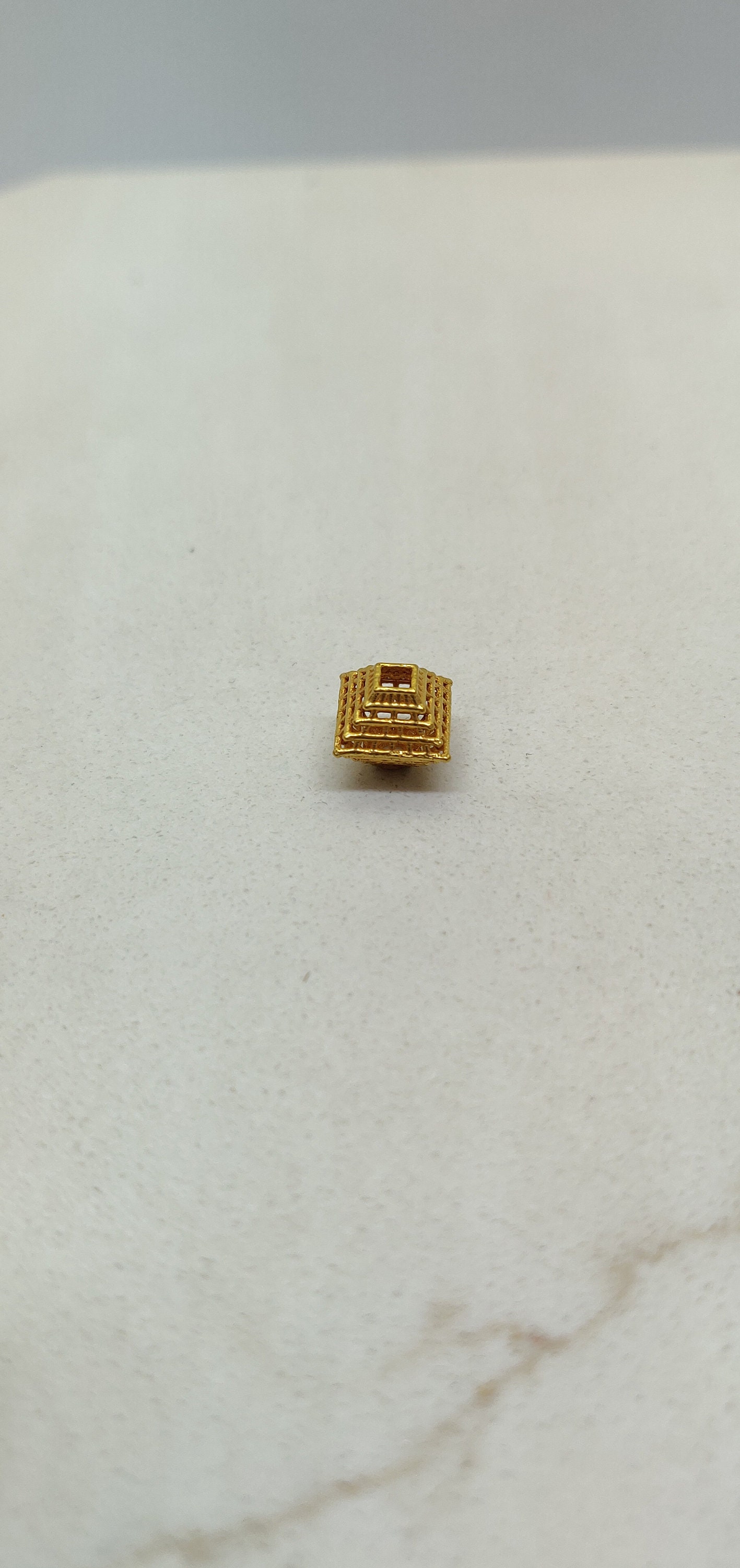Unique Style 18K Solid Gold Pyramid Shape Bead Finding Plain - Etsy