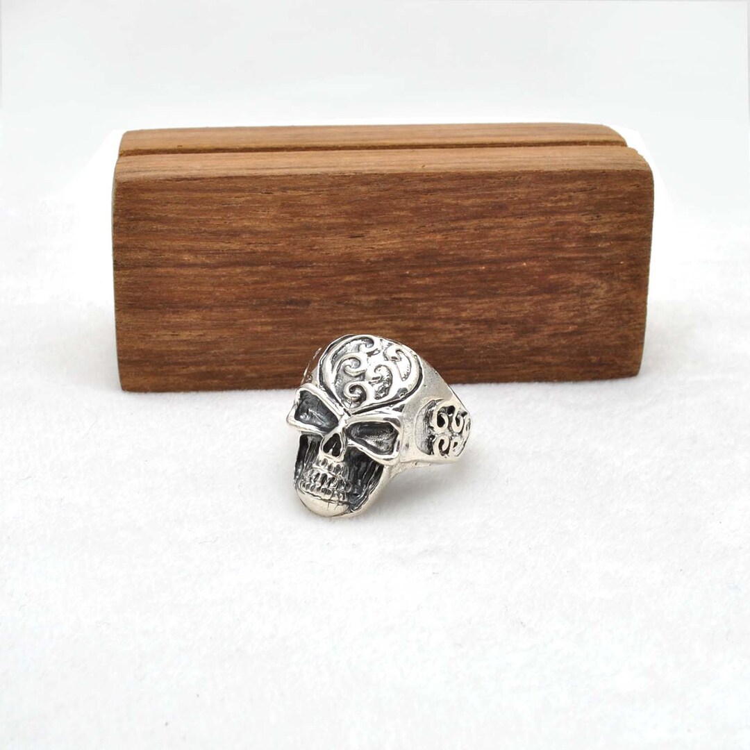 Solid Sterling Silver Full Jaw Skull Ring Keith Richards, Gothic Retro ...