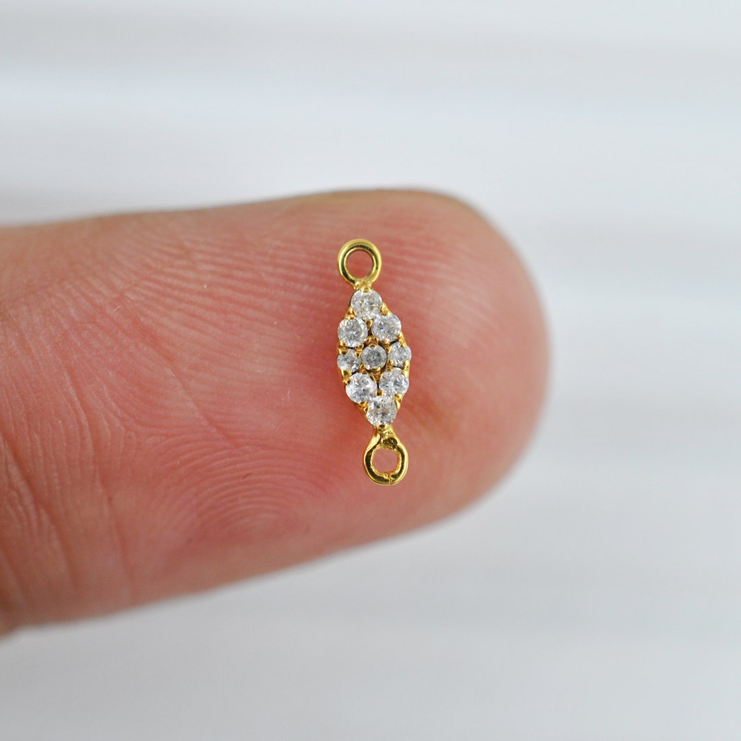 14k Gold Charm Connector, Diamond Marquise Gold Link for Charm, Charm ...
