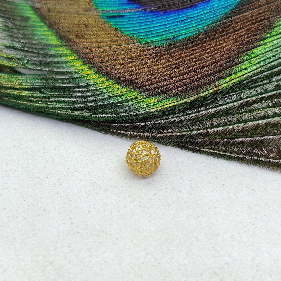 Handmade 18k Gold Round Bead Finding, Yellow Gold Designer Bead for ...