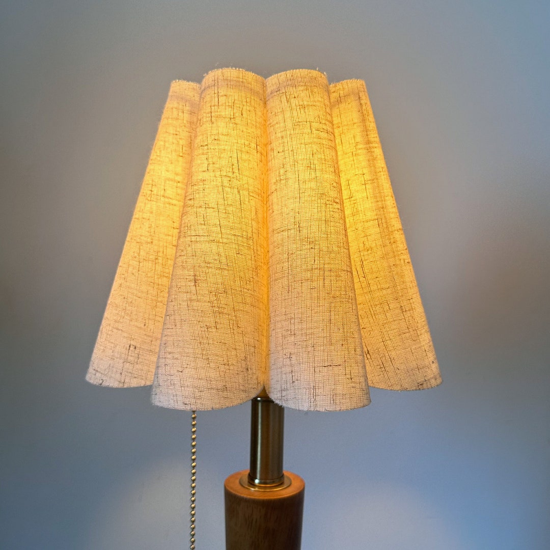 Handmade Linen High Narrow Pleated Flower Petals Lampshade for Table ...