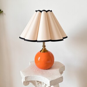 Handmade Orange Ceramic Small Tall Table Lamp 110-250V Pleated Scallop ...