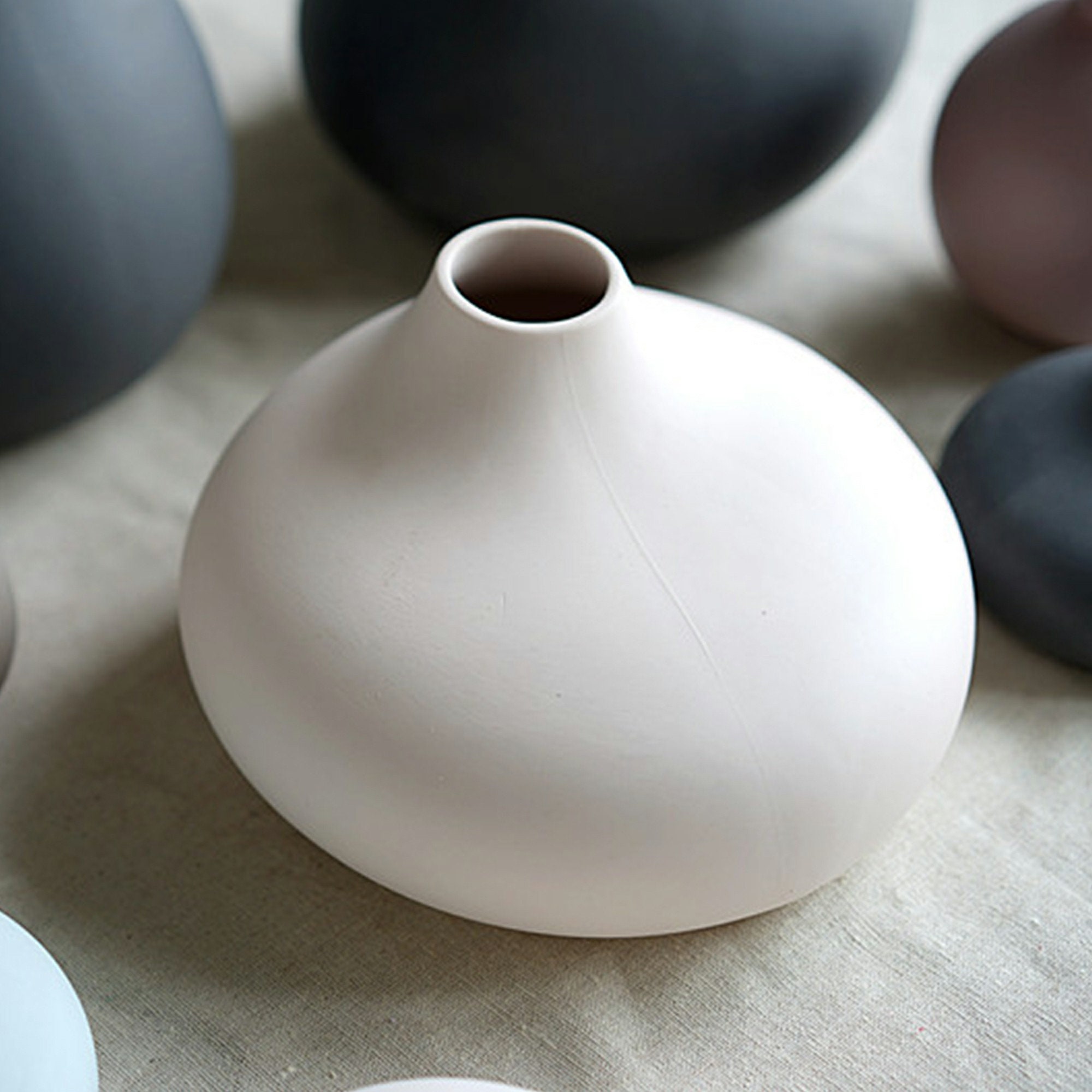 Rustic Round Flat Art Pottery Vase Ceramic Modern Bud Clay - Etsy UK