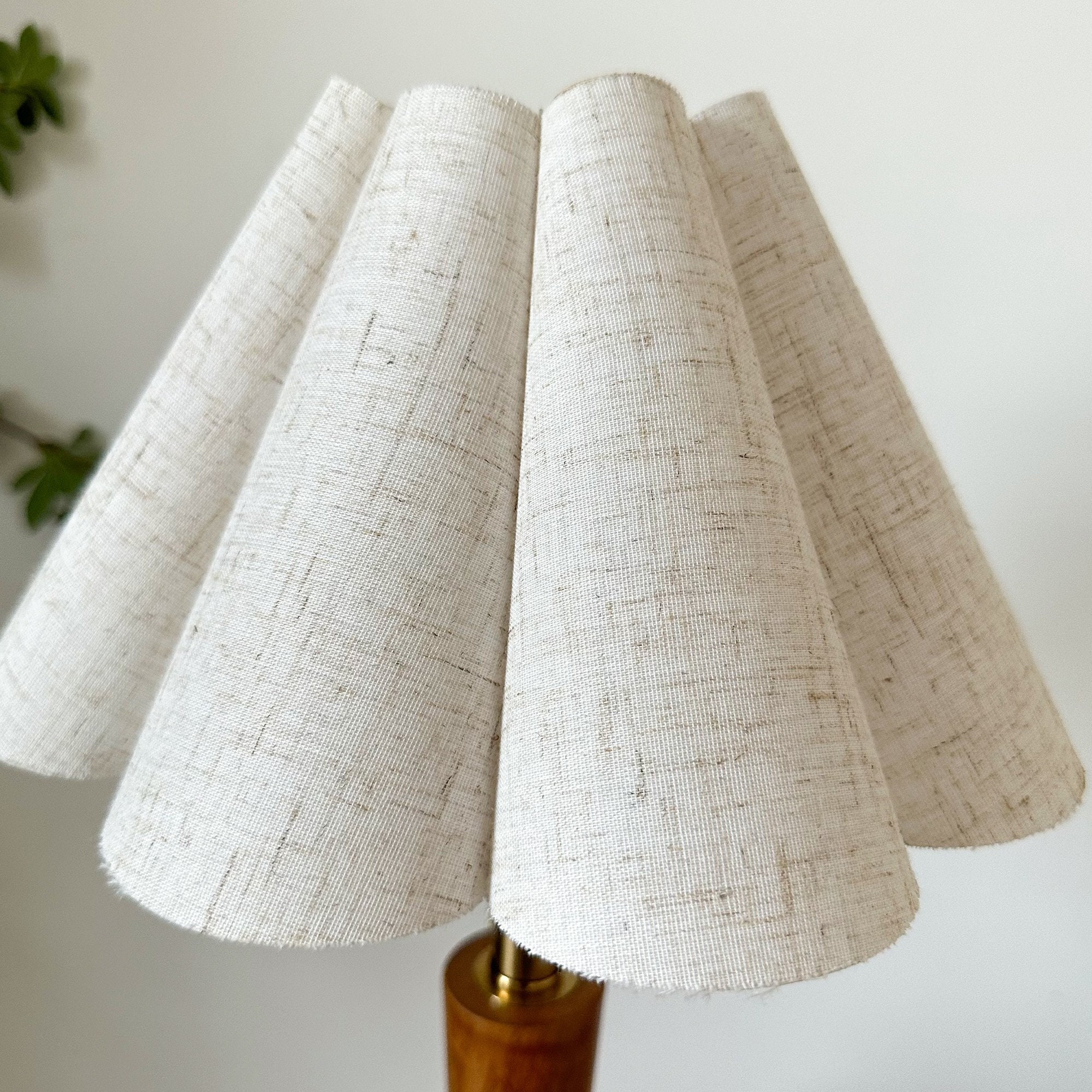 Cream Linen Fabric Pleated Lampshade Petal Shades Warm Lighting for ...