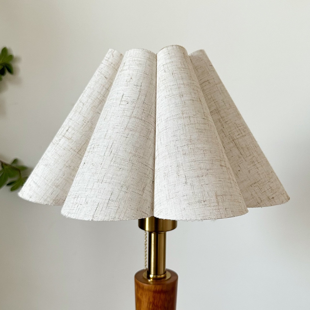 Cream Linen Fabric Pleated Lampshade Petal Shades Warm Lighting for ...