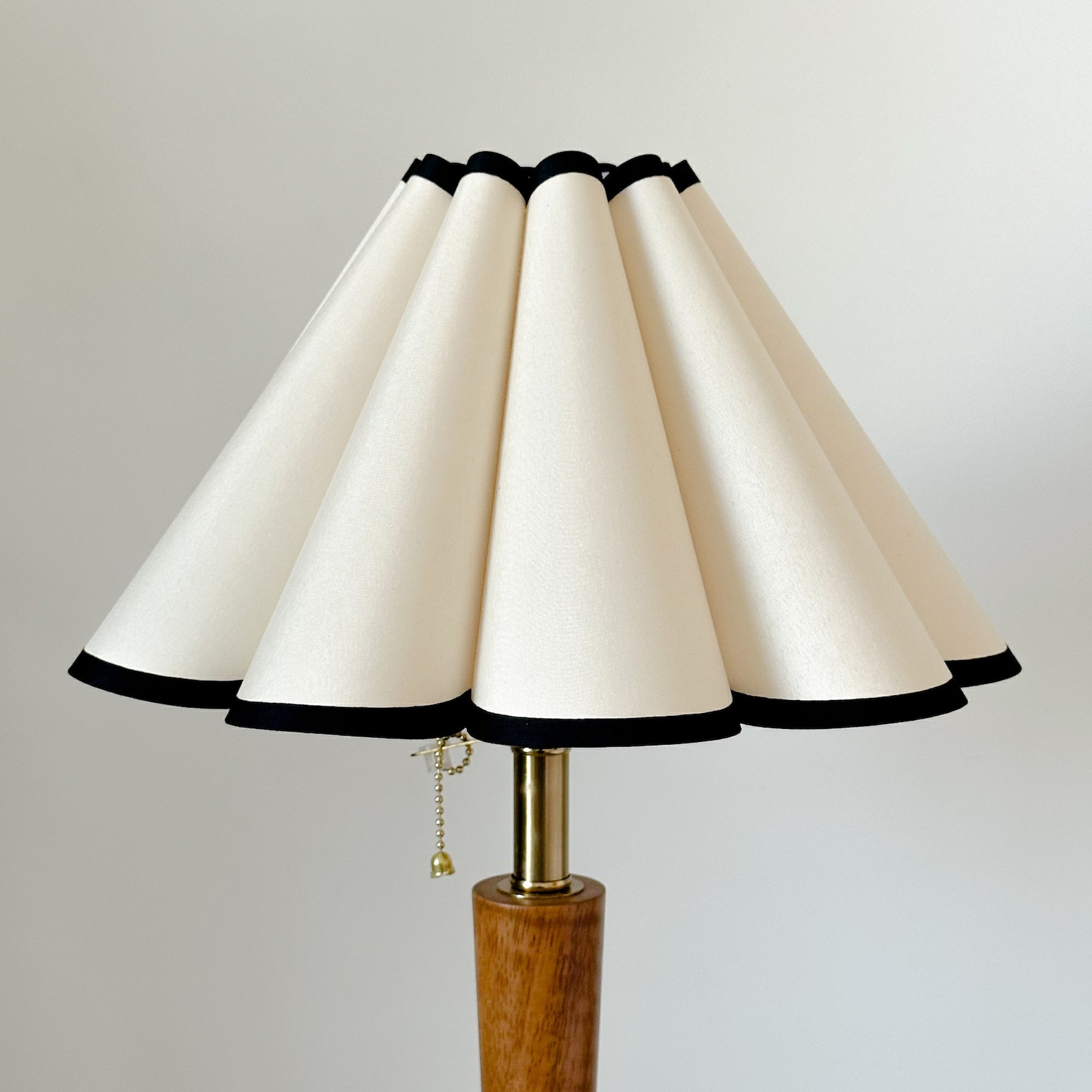 Handmade Pleated Lampshade Beige Black Trim Warm Lighting for Table ...