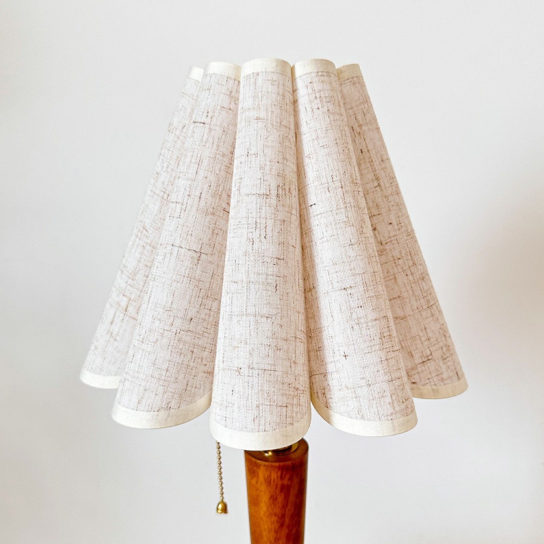 Handmade White Trim Flower Ruffle Linen Fabric Tall Pleated Shade for ...